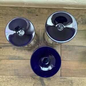 Pier 1 | Dining | Set Of 6 Pier Imports Mexican Hand Blown Glasses Blue Green Rim Drinkware ...